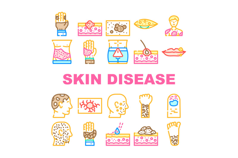 Skin Disease Human Health Problem Icons Set Vector By Pikepicture