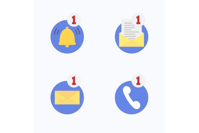 Notification icon collection for mobile application, message, call and ...