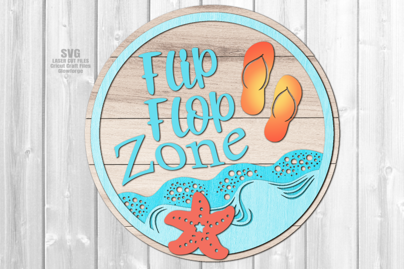 Flip Flop Zone Retro Beach Sign SVG Laser Cut Files Glowforge Cricut By ...