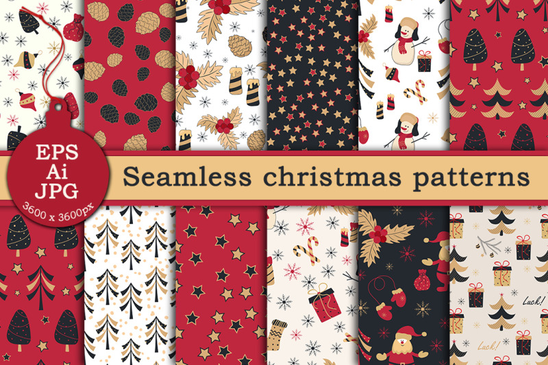 Seamless christmas patterns By Svetlana | TheHungryJPEG