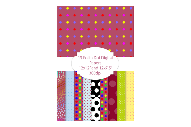 13 Polka Dot Digital Patterns By Brilliant Digital Designs | TheHungryJPEG