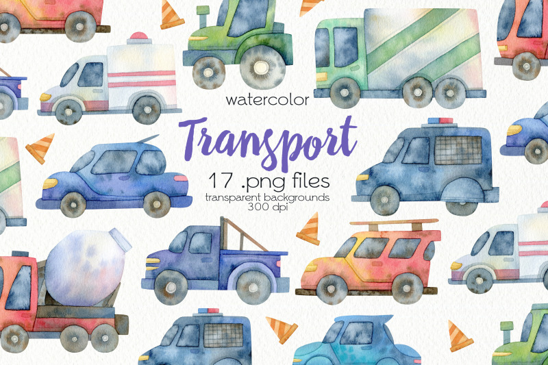 Watercolor Transport Clipart - PNG Files By OllyKo | TheHungryJPEG