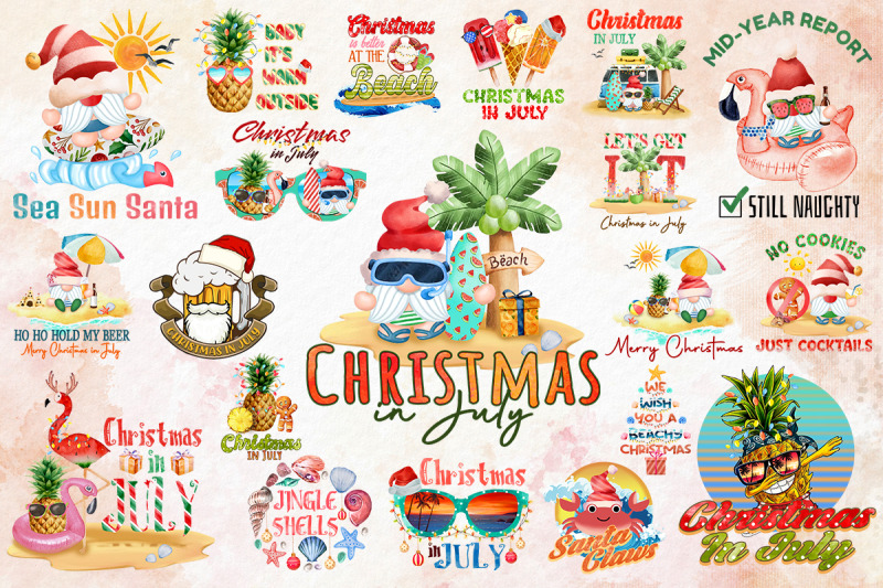Awesome Christmas In July Design Bundle By Zemira | TheHungryJPEG