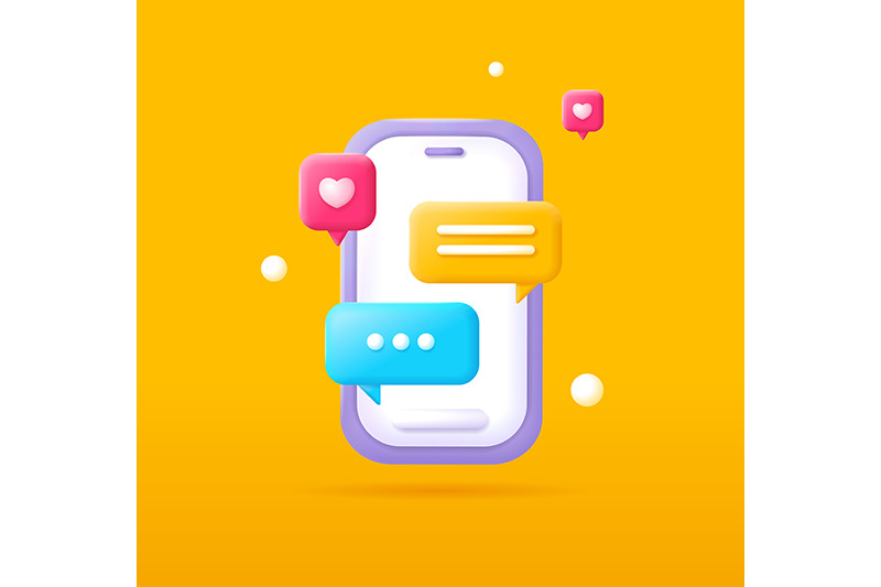 3d Mobile Phone with Different Speech Bubbles By Mouse design store ...