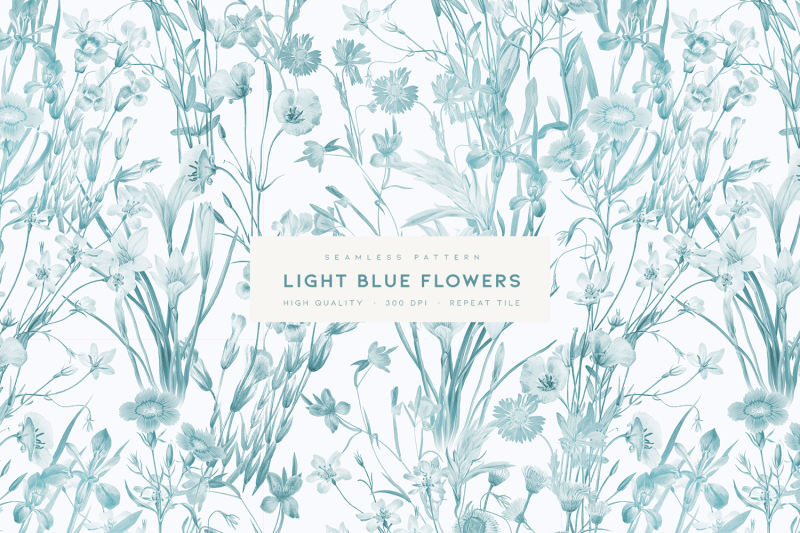 Light Blue Flowers By MalyskaStudio | TheHungryJPEG
