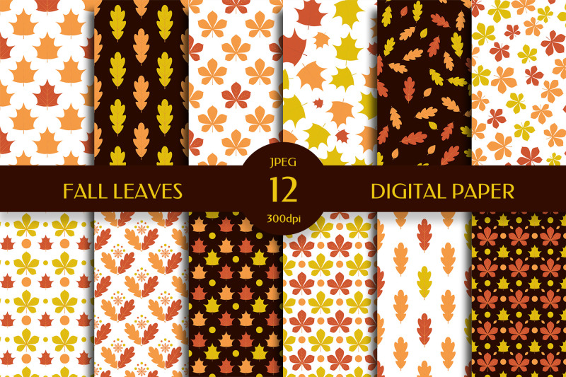 Fall Leaves Seamless Patterns Digital Paper Bundle By LaBelezoka ...