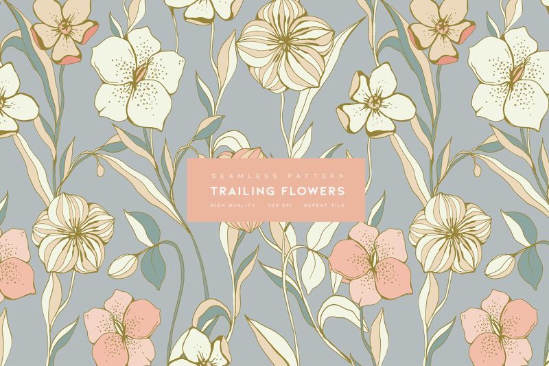 Trailing Flowers By MalyskaStudio | TheHungryJPEG