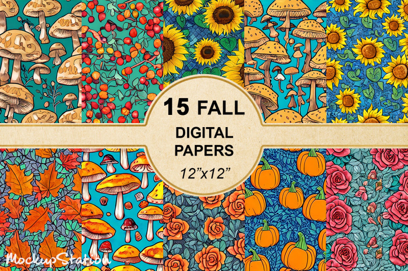 Fall Digital Paper Bundle | Autumn Backgrounds | Harvest By ...