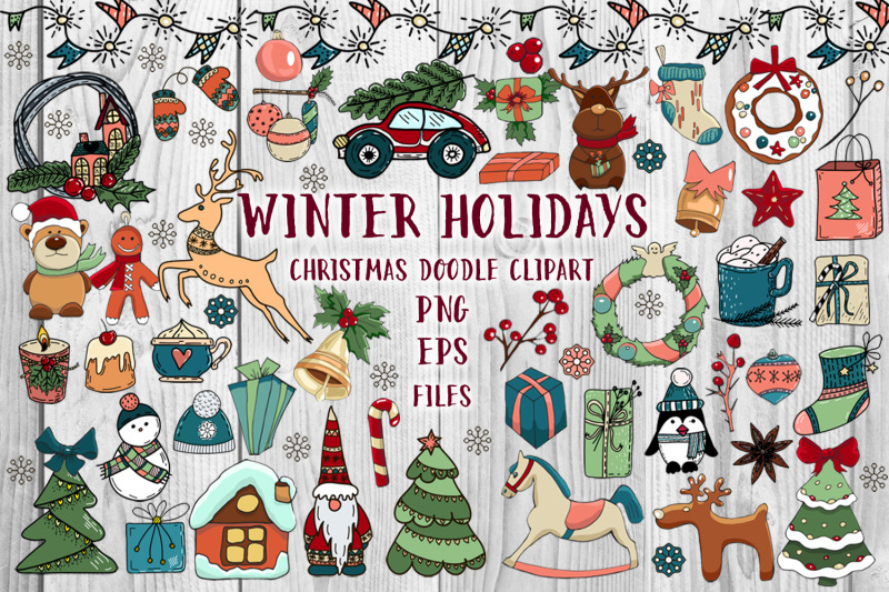 Christmas PNG doodles clipart By SketchLab | TheHungryJPEG