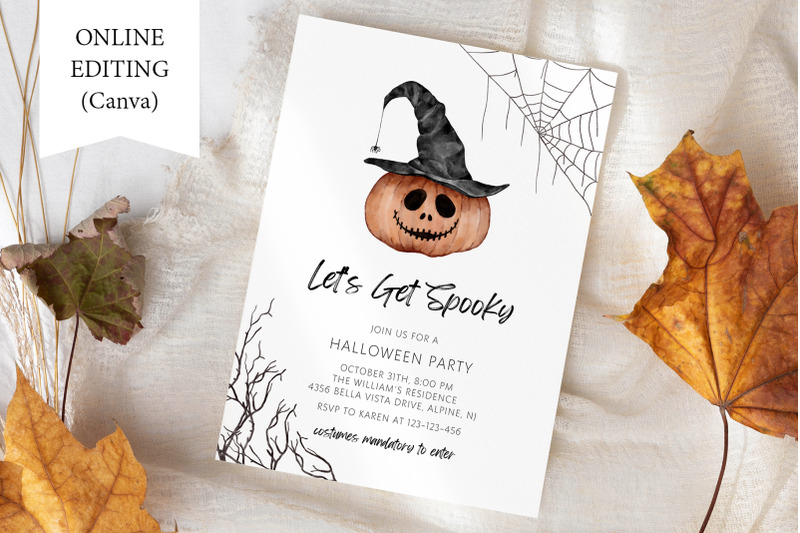 Halloween Invitation Template Let's Get Spooky Party Editable Canva By ...