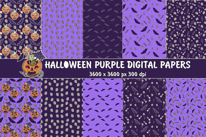 Purple Halloween Digital Paper By SketchLab | TheHungryJPEG