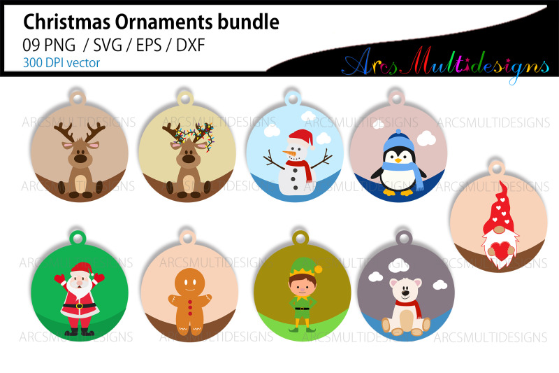 Christmas Ornaments bundle By ArcsMultidesignsShop | TheHungryJPEG.com