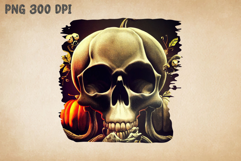 Skull and Pumpkin Art By Mulew Art | TheHungryJPEG