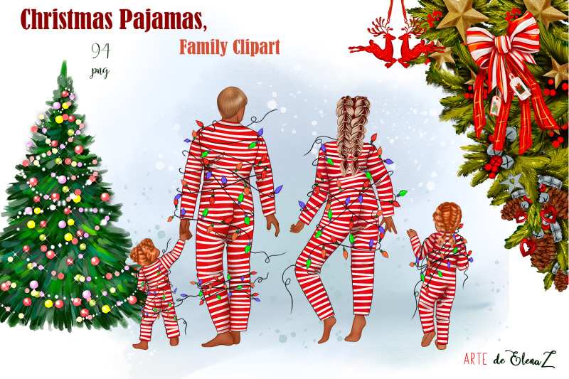 Christmas Pajamas, Family Clipart, PNG, Merry Christmas By Elenazlata ...
