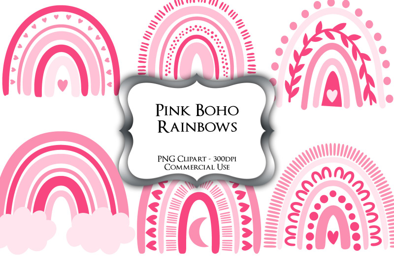 Pink Boho Rainbows PNG Clipart Graphics By Party Pixelz | TheHungryJPEG