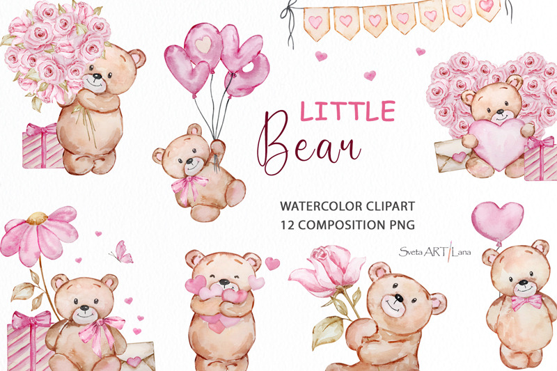 Little Bear Valentines Day clipart By SvetaArtLana | TheHungryJPEG