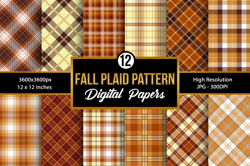 Fall Plaid Pattern Digital Papers By CreativeStore | TheHungryJPEG