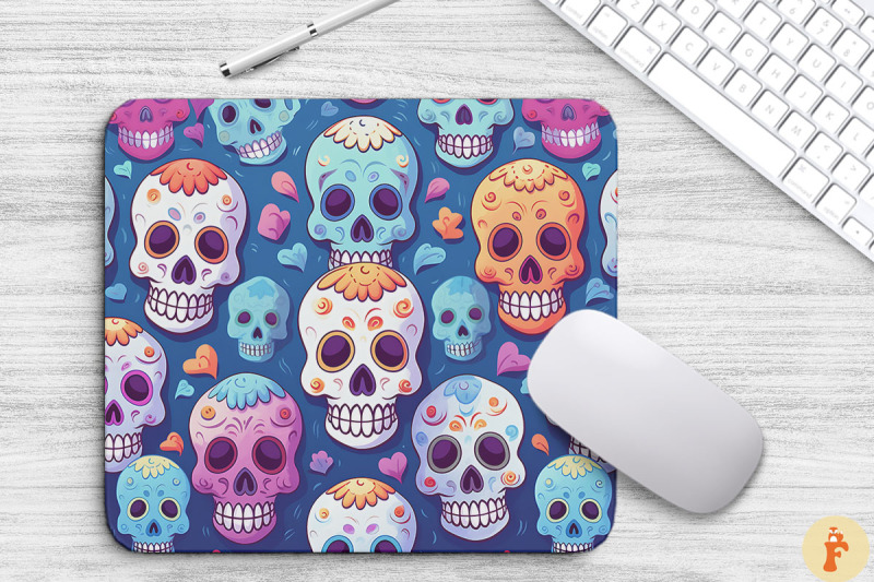 Cute Cartoon Sugar Skulls Mouse Pad By Mulew Art Thehungryjpeg