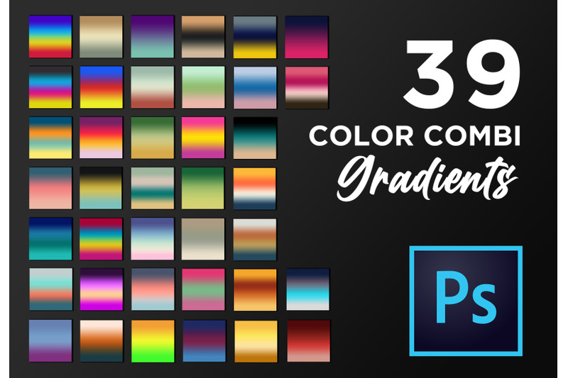 Adobe Photoshop gradient pack GRD gradients By TiveCreate | TheHungryJPEG