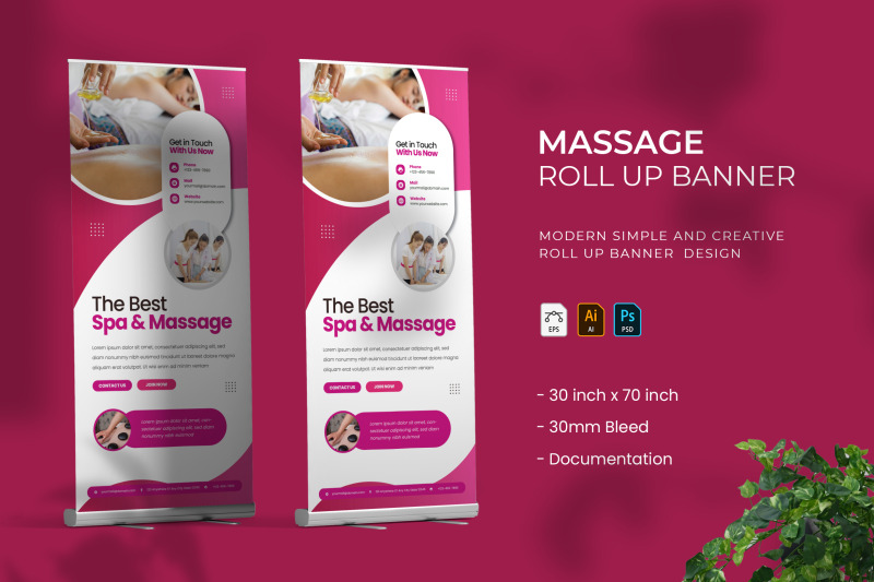Massage - Roll Up Banner By Vunira | TheHungryJPEG Massage - Roll Up Banner By Vunira | TheHungryJPEG