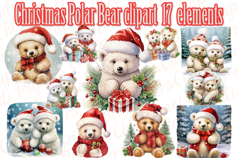 Christmas Polar Bear clipart,Christmas bears Png,Holiday Png By ...