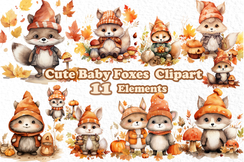 Cute Fox clipart Woodland Animals Cute baby fox Autumn Png By ...