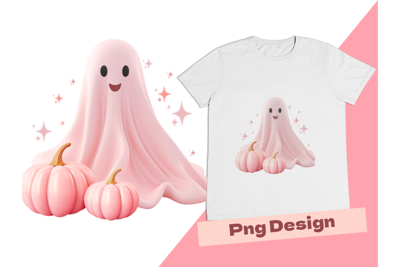 Retro Halloween Pink Pumpkin Ghost By Tanya Kart | TheHungryJPEG