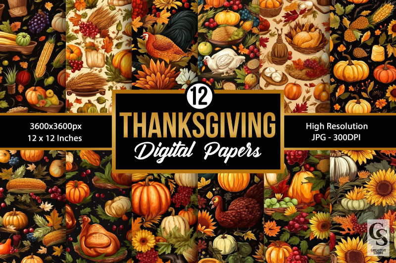 Thanksgiving Seamless Patterns Digital Papers By CreativeStore ...