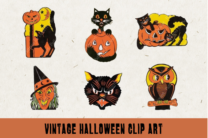 Vintage Halloween Clip Art II By Patterns for Dessert | TheHungryJPEG