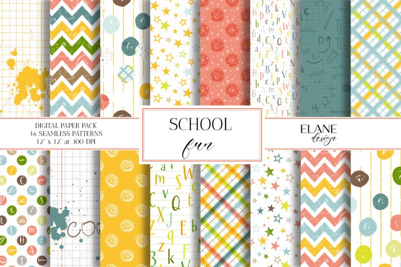 School Digital Paper By ElaneDesign | TheHungryJPEG