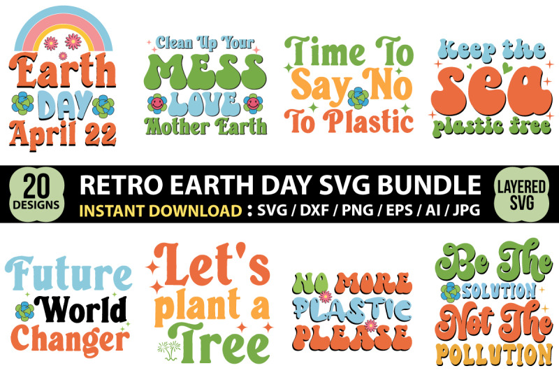 Retro Earth Day SVG Bundle By Al Bari | TheHungryJPEG