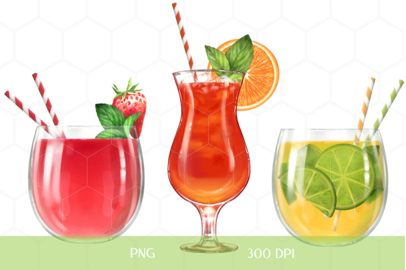 Summer cocktails PNG clipart By Gribanessa | TheHungryJPEG