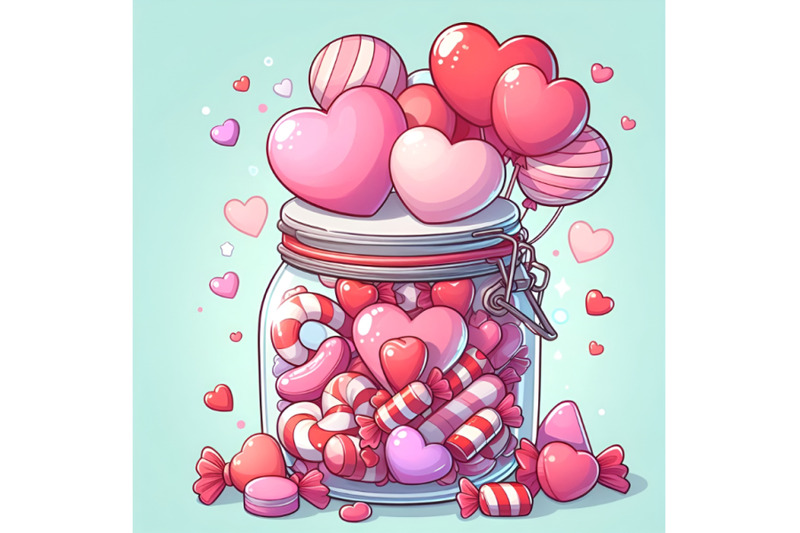 Sweet Valentine's Day Candy Jar By dianaxstoyanova | TheHungryJPEG