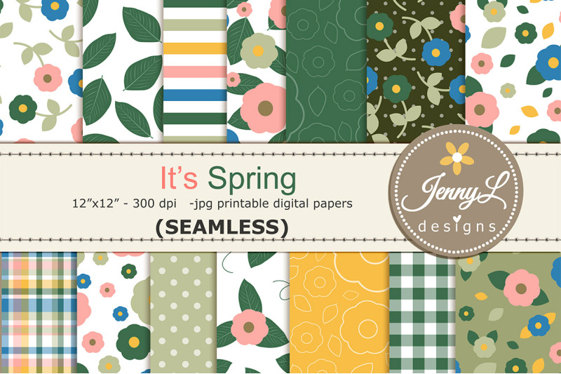 Spring SEAMLESS Digital papers By JennyL Designs | TheHungryJPEG