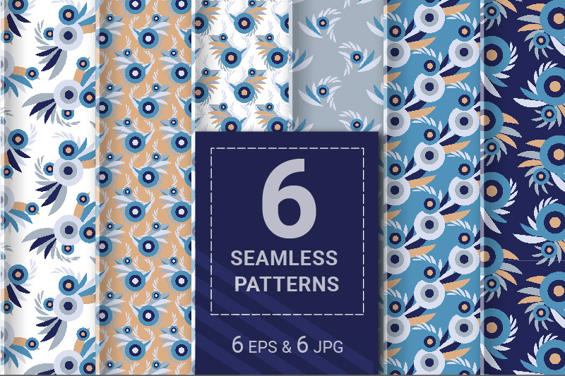 6 Seamless graphic patterns By KAZZZAK | TheHungryJPEG