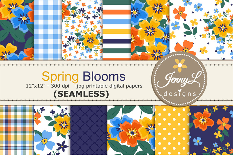 Spring / Summer SEAMLESS Floral Digital Papers By JennyL Designs ...