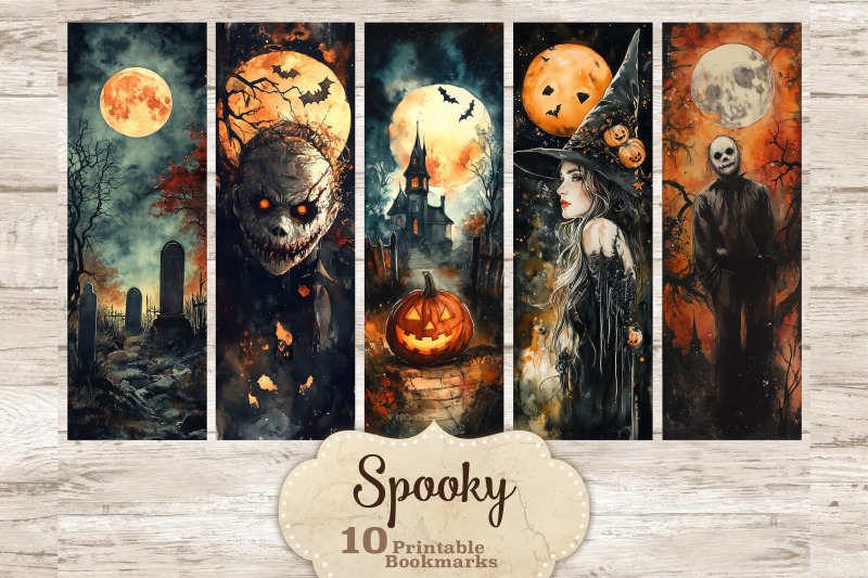 Spooky Bookmarks | Halloween Printable Set By GlamArtZhanna | TheHungryJPEG