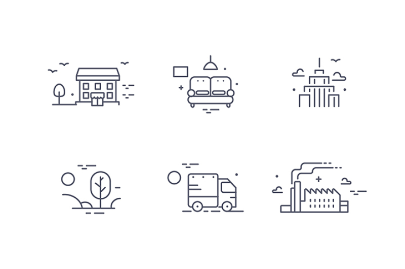 Different buildings icon set for real estate agency. Property ...