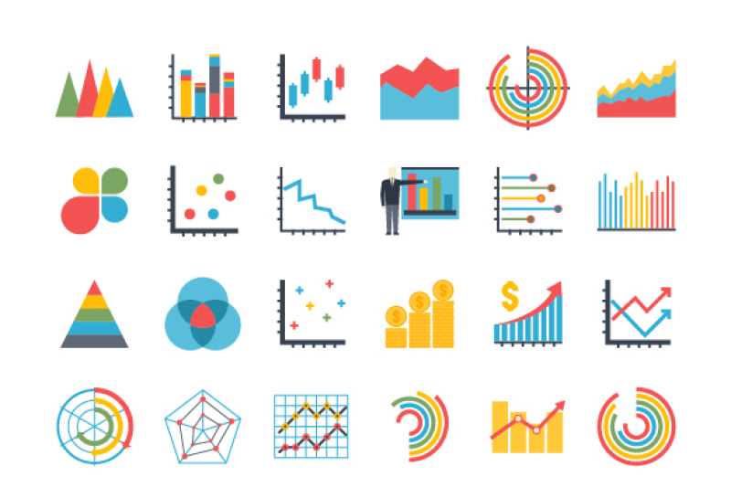 Graph Icons Set By Vector design | TheHungryJPEG