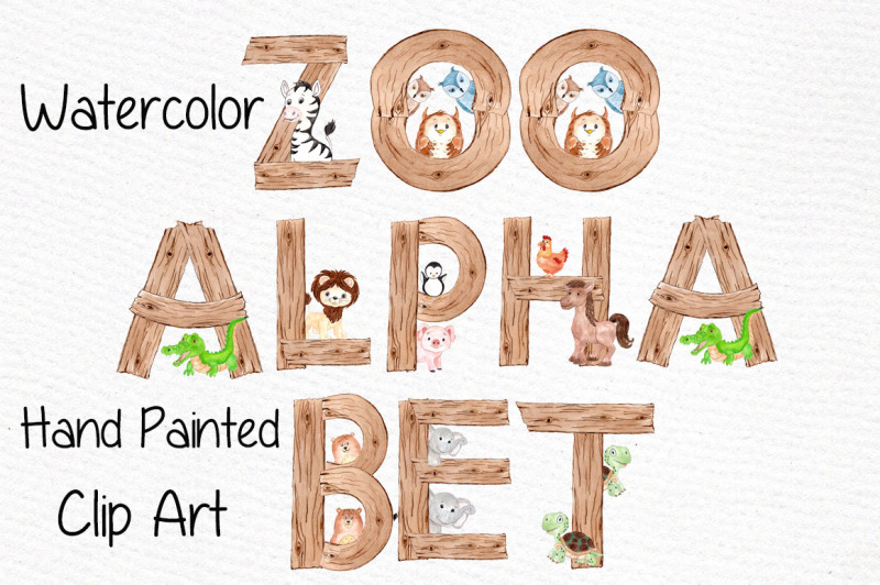 Watercolor animal alphabet clipart By vivastarkids | TheHungryJPEG