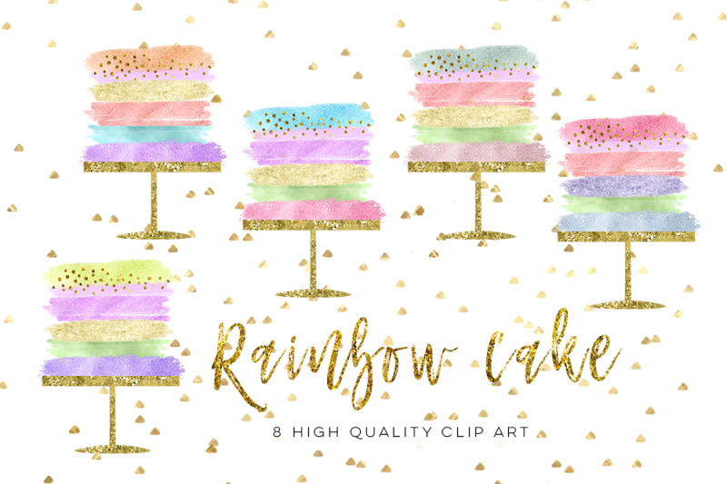 birthday cake clip art, Wedding Cake clip art set, Party rainbow cake ...