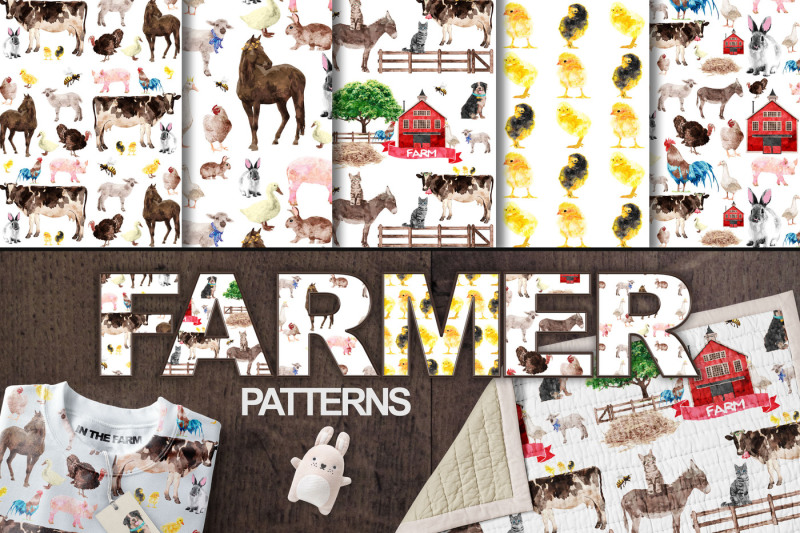 Farm Animals Patterns By StudioDesset | TheHungryJPEG.com