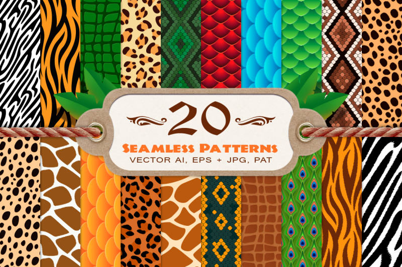 20 Animal Print Seamless Vector Patterns By Pixaroma | TheHungryJPEG