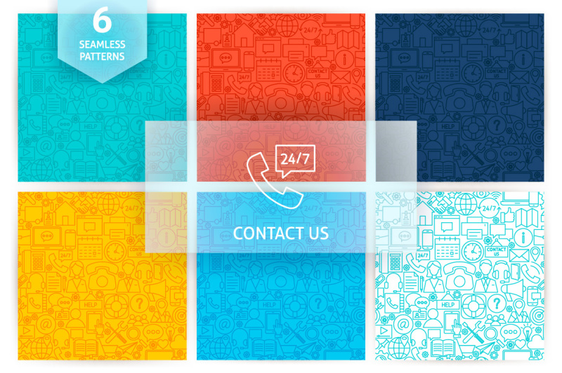 Contact Us Line Tile Patterns By Anna_leni | TheHungryJPEG