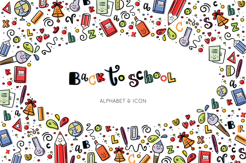 Back to school alphabet & icon By Magic & Dreams | TheHungryJPEG