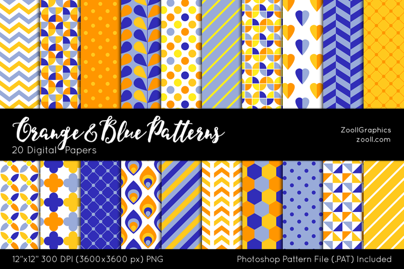 Orange And Blue Digital Papers By ZoollGraphics | TheHungryJPEG