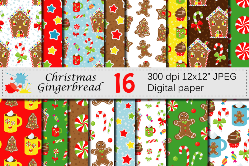 Christmas Gingerbread Digital Paper By VR Digital Design | TheHungryJPEG
