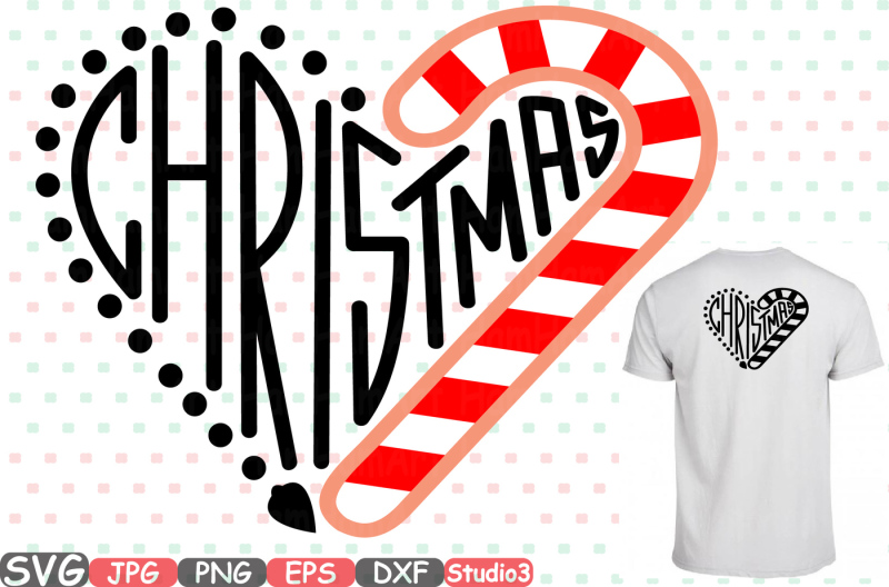 Christmas Heart Monogram Silhouette SVG Cutting Files Digital Clip Art ...
