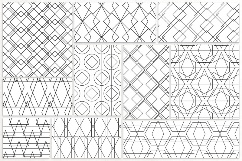 Simple Line Geometric Patterns By PeDeDesigns | TheHungryJPEG