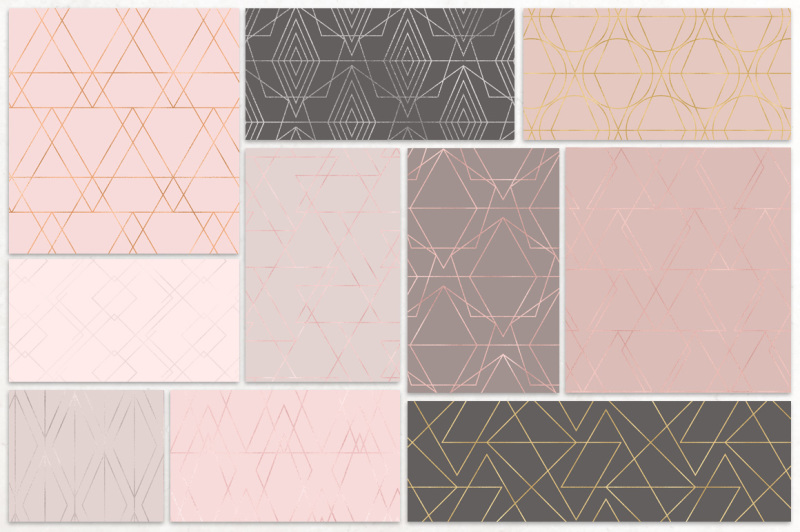 Simple Line Geometric Patterns By PeDeDesigns | TheHungryJPEG